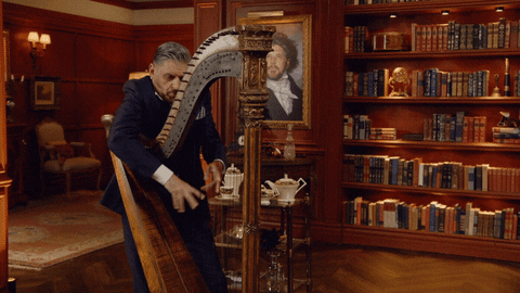 Craig Ferguson Harp GIF by ABC Network - Find & Share on GIPHY