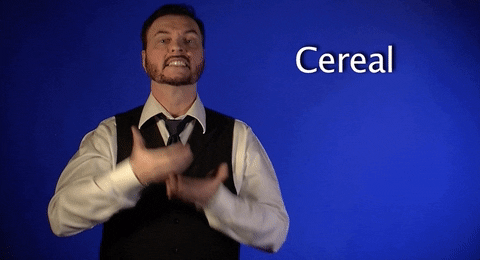 Sign Language Cereal GIF by Sign with Robert - Find & Share on GIPHY