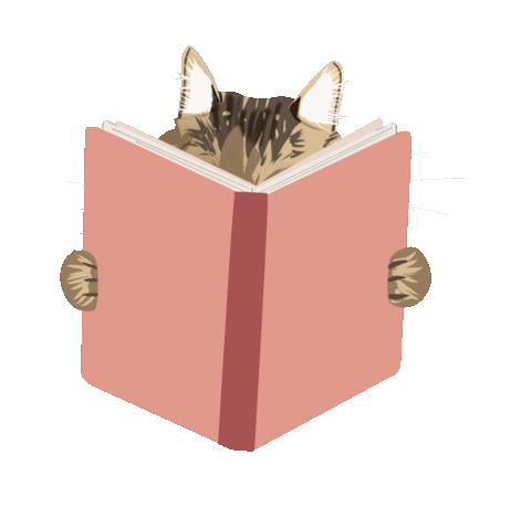 Cat Reading Book Gif