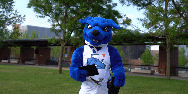 Mascot Hunter GIF by OntarioTechU - Find & Share on GIPHY