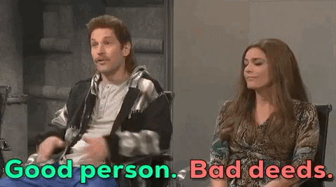 snl, saturday night live, season 44, good person, bad deeds – GIF