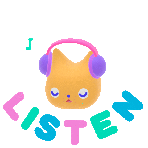 Cat Listen Sticker By Pictosticker for iOS & Android | GIPHY