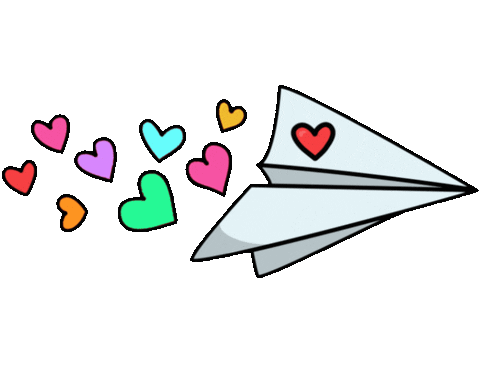 Paper Airplane Hearts Sticker for iOS & Android | GIPHY