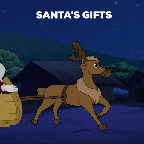 Santa Sleigh And Reindeer Gif