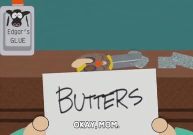 Hands-holding-up-a-sign-that-says-butters GIFs - Get the best GIF on GIPHY