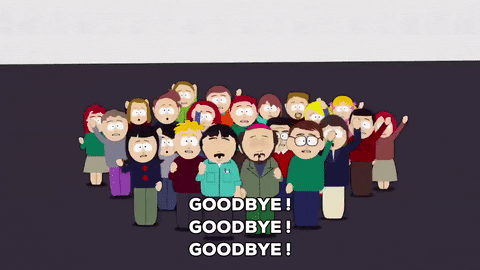 Group Waving Goodbye Cartoon