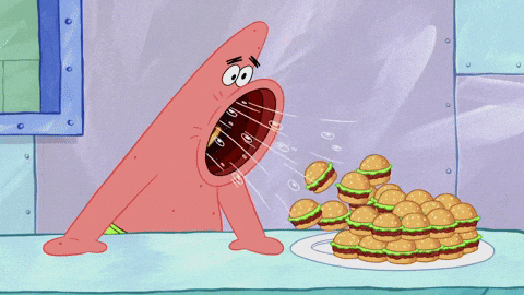 Patrick Eet Krabburger Gif Spongebob Squarepants Patrick Star Burgers