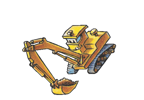 Cartoon Bulldozer Pushing Dirt