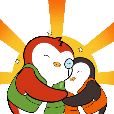 Cartoon Penguins Hugging