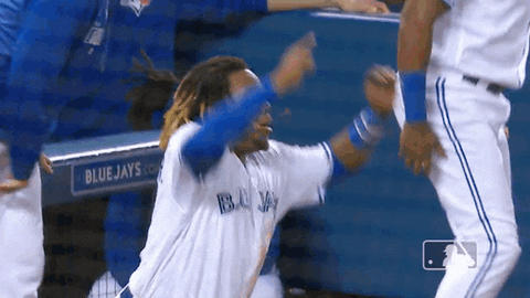 Jumping Vladimir Guerrero Jr GIF by MLB - Find & Share on GIPHY