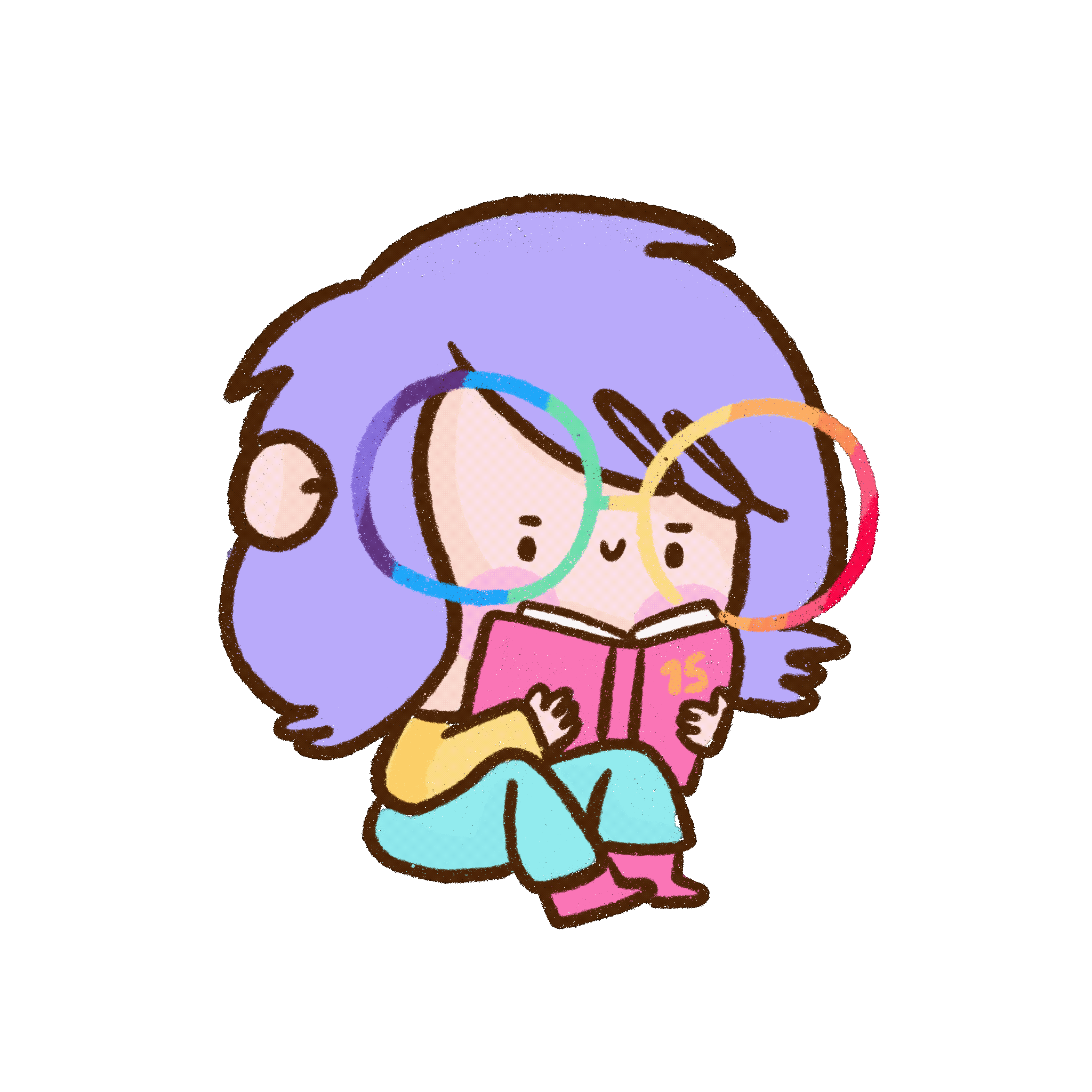 Book Read Sticker by Vania Bachur for iOS & Android | GIPHY